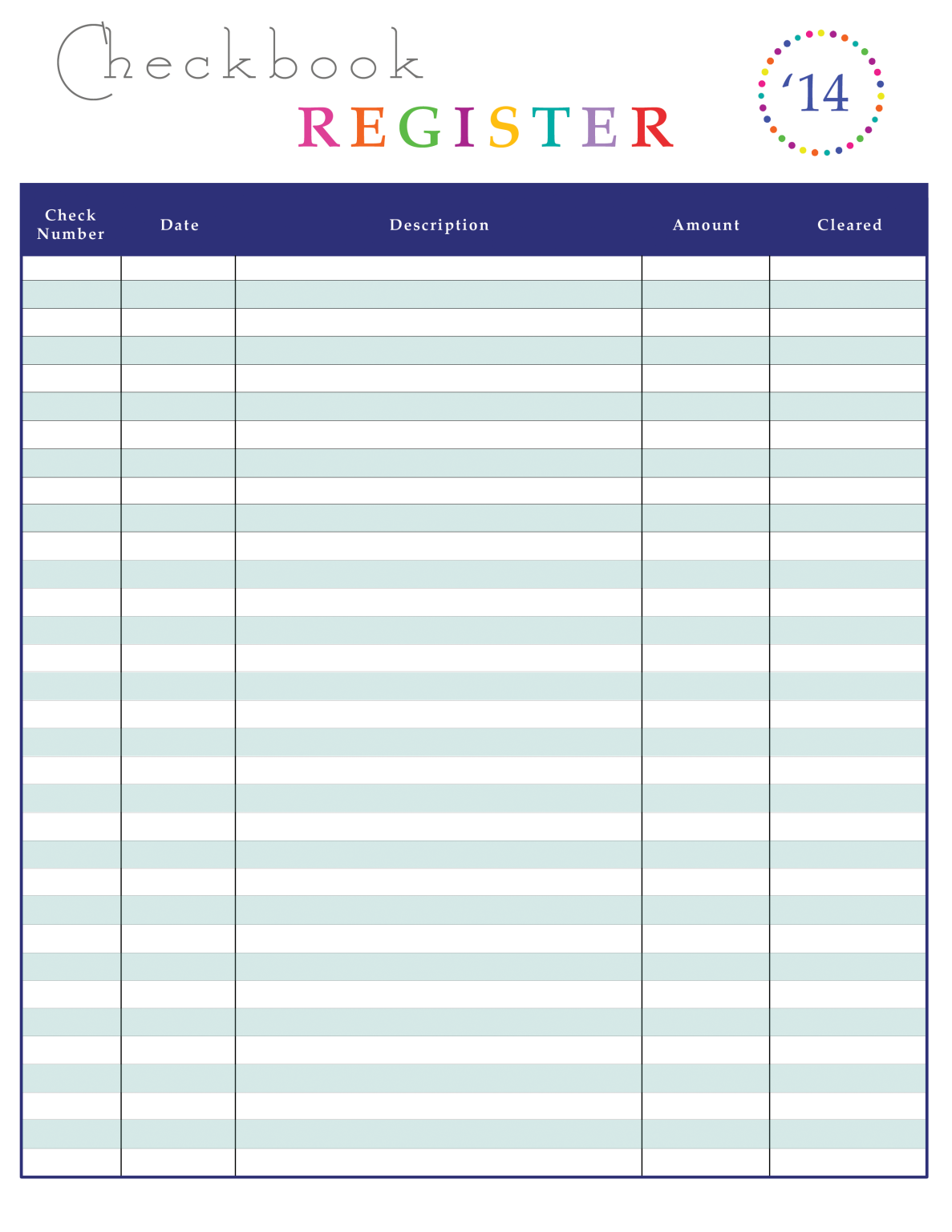 √ Personal Financial Transaction Register Template