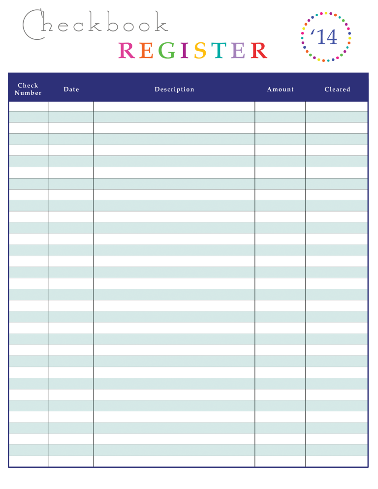 √ Personal Financial Transaction Register Template