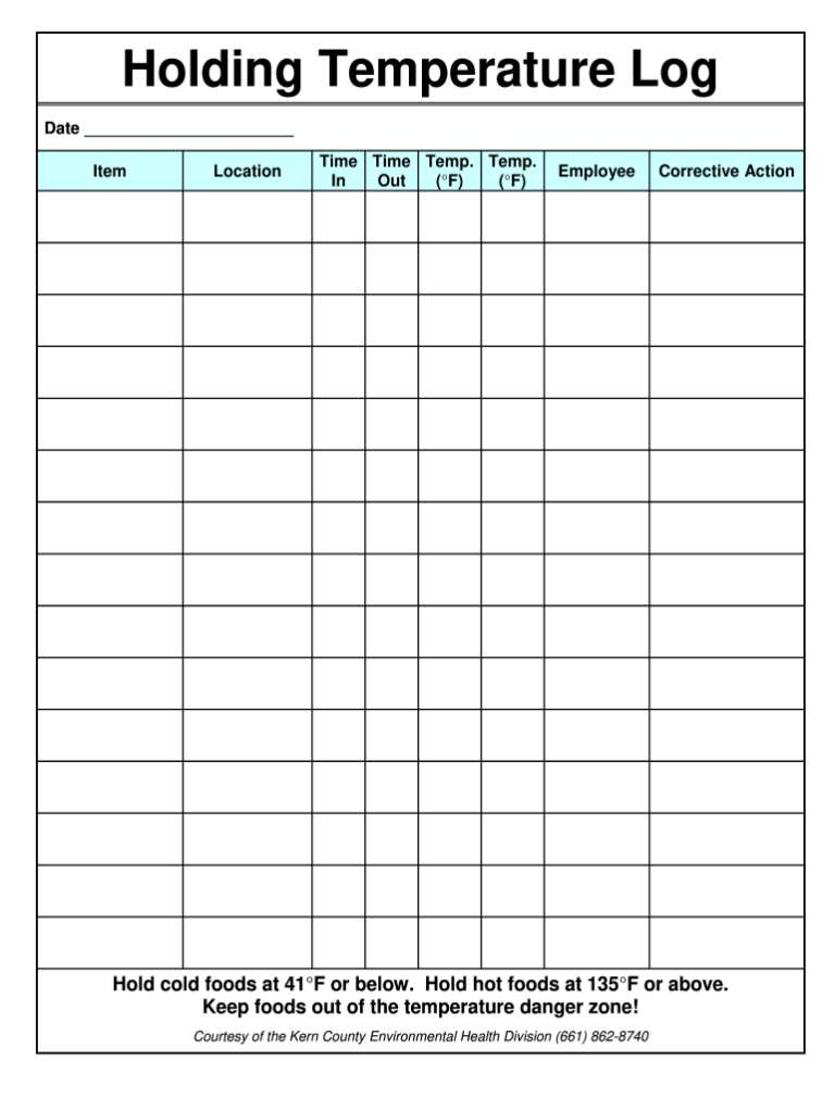 √ Free Personal Temperature Log Template (Excel)
