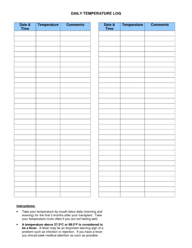 √ Free Personal Temperature Log Template (Excel)