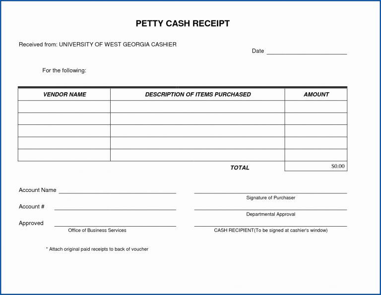 √ Free Printable Petty Cash Receipt Template
