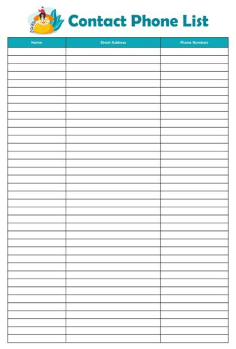 √ Phone Book Template (Word)