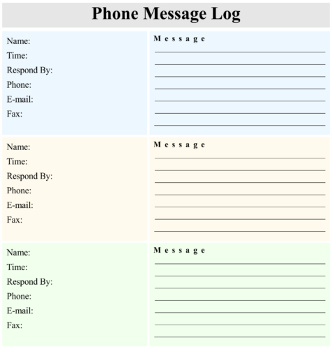 √ Free Phone Message Log Template (Excel)