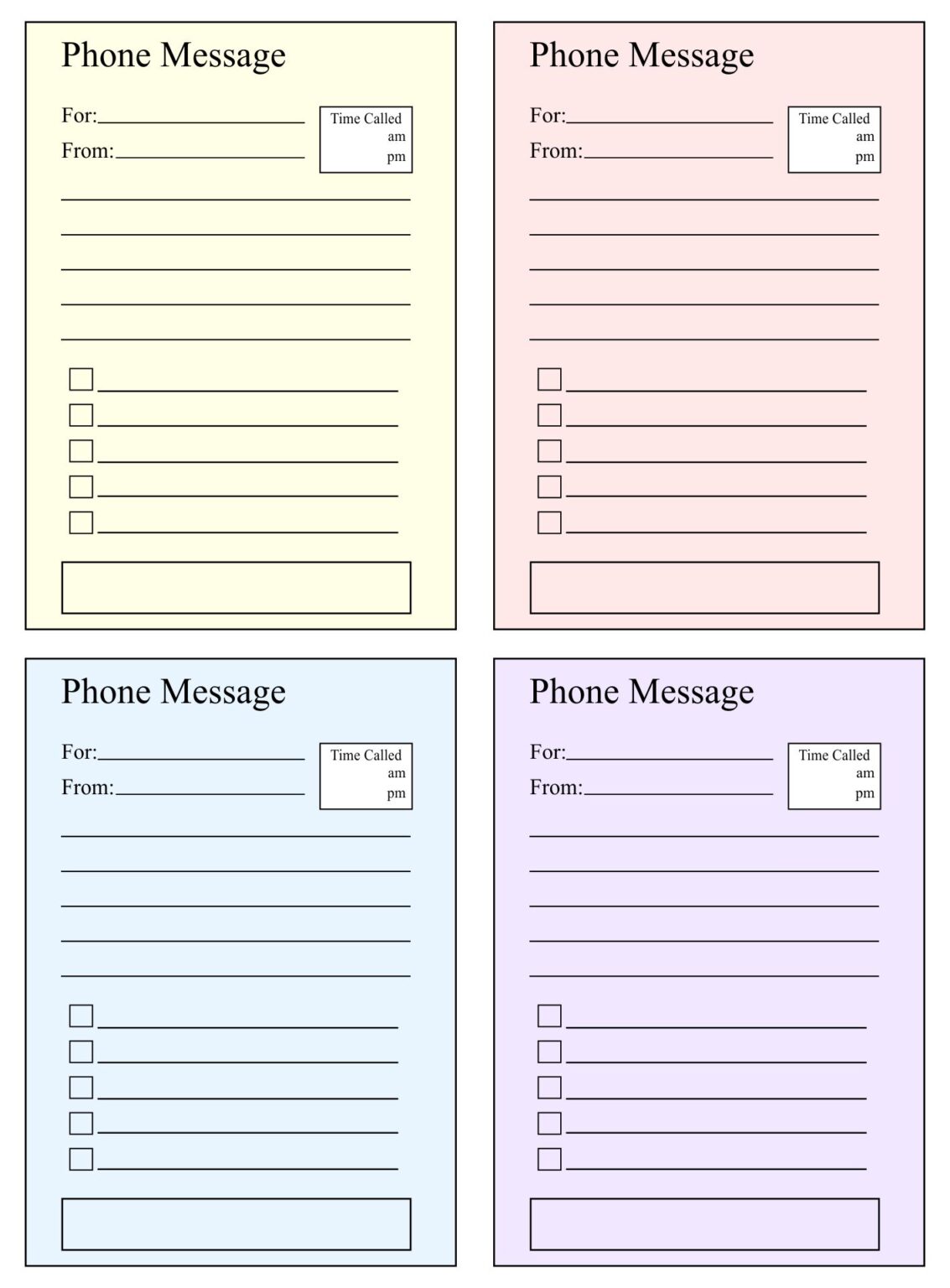√ Free Phone Message Log Template (Excel)