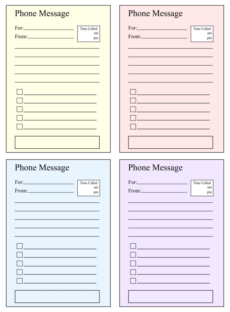 √ Free Phone Message Log Template (Excel)