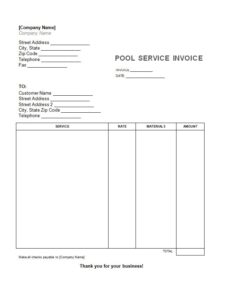 √ Printable Pool Service Invoice Template