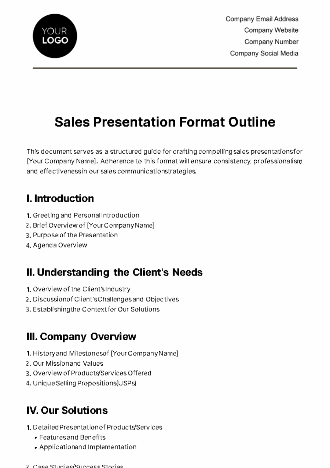 √ Presentation Outline Template (PPT)
