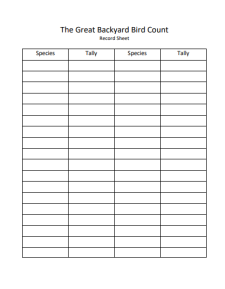 √ Printable Birds Inventory Template
