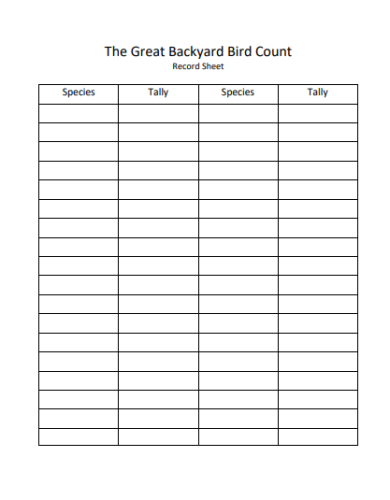 √ Printable Birds Inventory Template