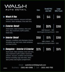 Printable Car Wash Price List Template Sample | Templateral