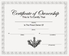 Printable Certificate of Ownership Template | Templateral