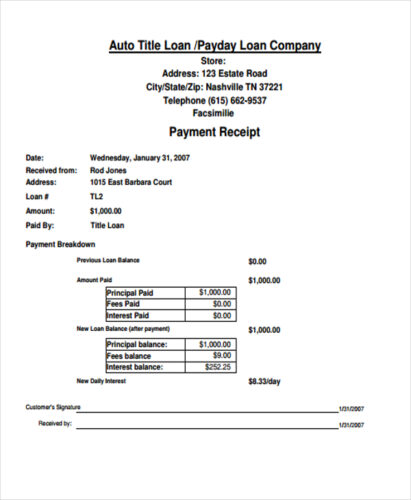 √ Printable Company Receipt Template