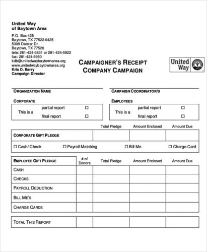 √ Printable Company Receipt Template