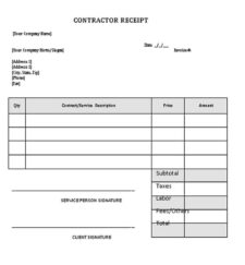 √ Printable Contractor Receipt Template