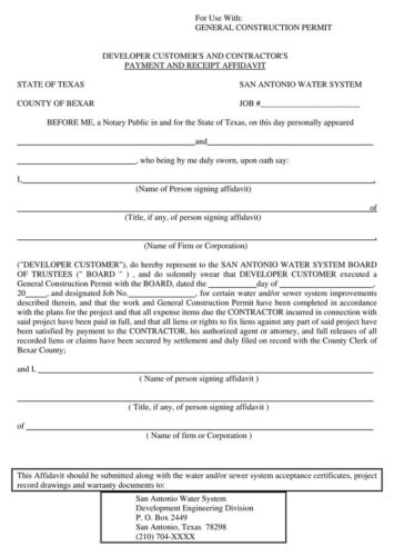 √ Printable Contractor Receipt Template