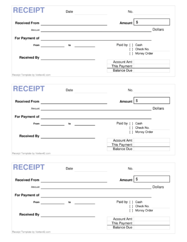 √ Printable Contractor Receipt Template