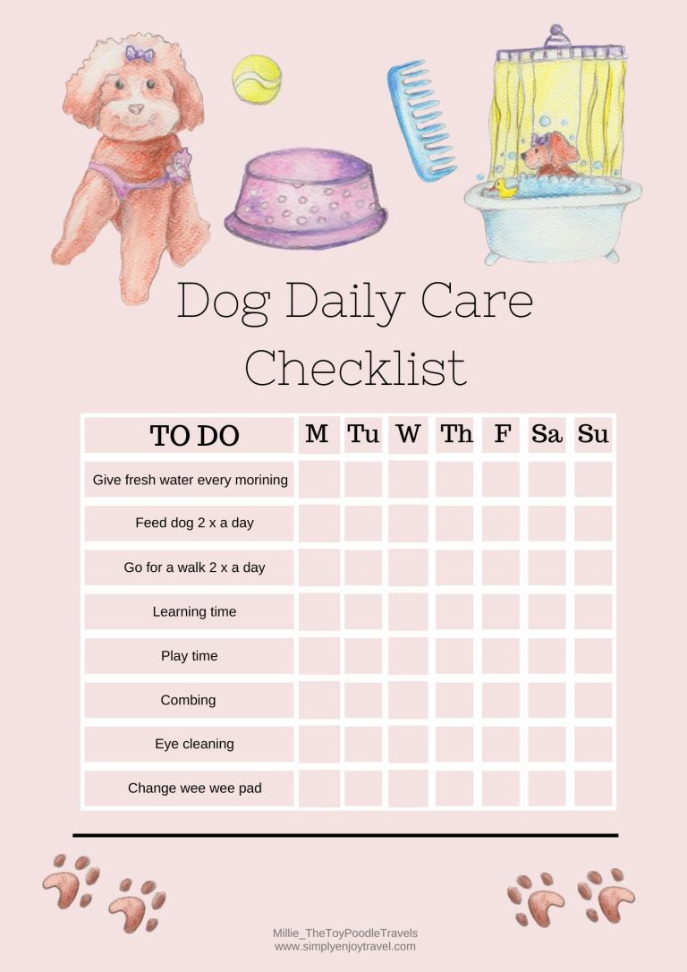 √ Printable Daily Dog Care Checklist Template