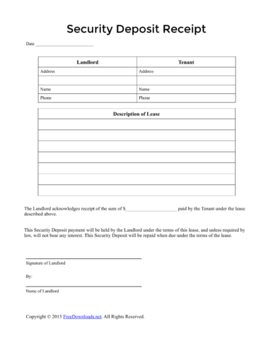 √ Printable Deposit Receipt Template