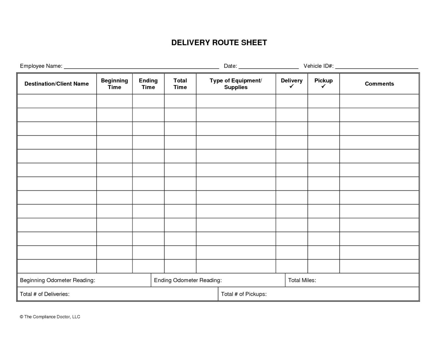 √ Printable Driver Log Template