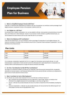 Printable Employee Pension Plan Template Example | Templateral