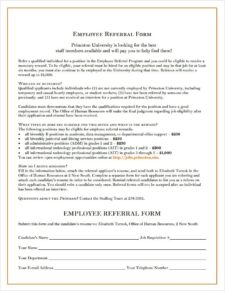 √ Free Printable Employee Referral Form Template