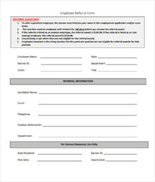 √ Free Printable Employee Referral Form Template