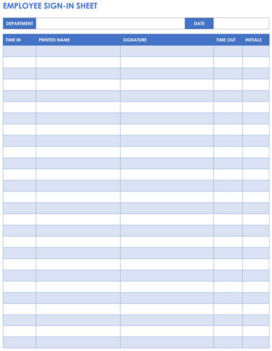 √ Printable Employee Sign-in Sheet Template