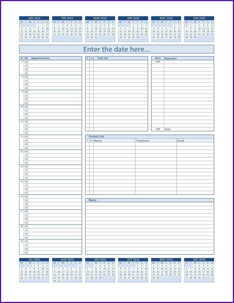√ Printable Franklin Planner Template
