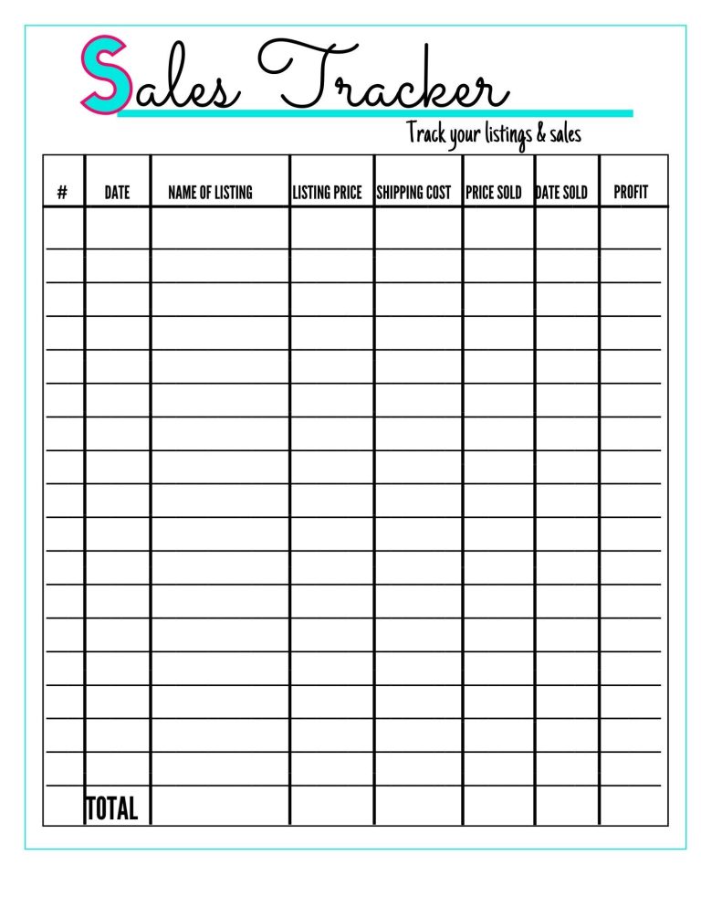 √ Printable Garage Sale Tracker Template