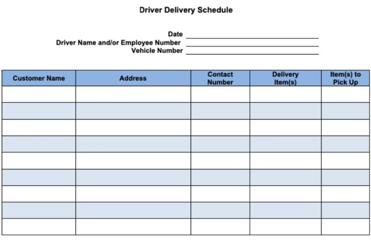 √ Printable Home Driver Duty List Template