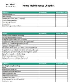 Printable Home Maintenance Schedule Template Sample | Templateral