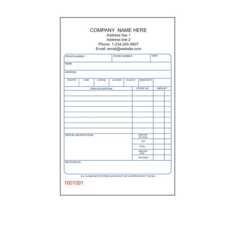 √ Printable Jewelry Receipt Template