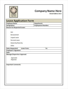 √ Free Printable Leave Application Form