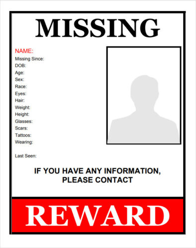 Printable Missing Person Template | Templateral