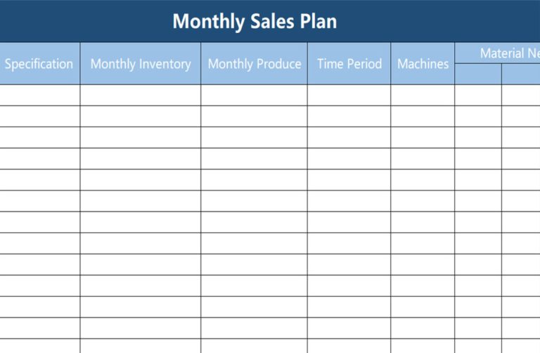 √ Printable Monthly Sales Target Template