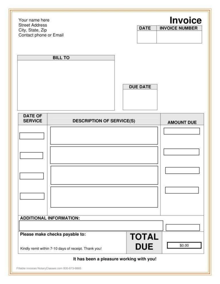 √ Printable Notary Receipt Template