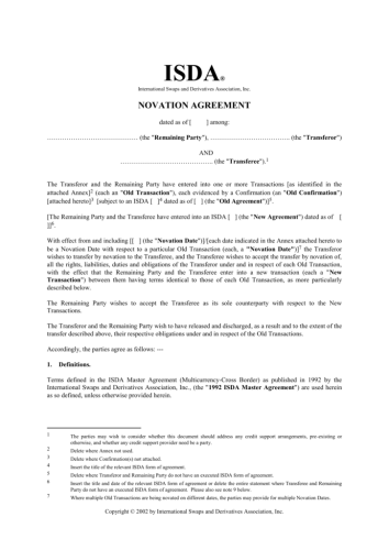 √ Printable Novation Agreement Template