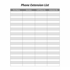 √ Printable Phone Extension List Template