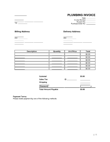 √ Printable Plumbing Receipt Template