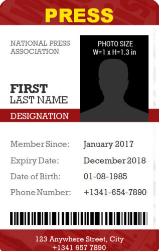 √ Free Printable Press Pass Template