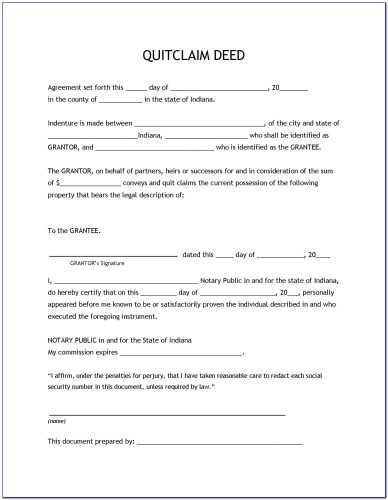 Printable Quit Claim Deed Form Sample | Templateral