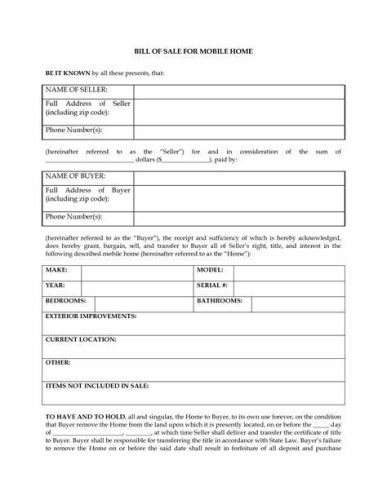 Printable RV Bill of Sale Form Example | Templateral