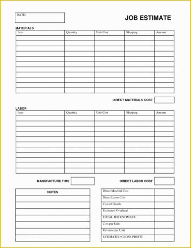 √ Printable Remodeling Estimate Template
