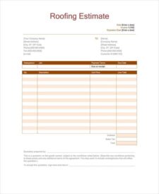 Printable Roof Estimate Template Example | Templateral