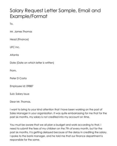 √ Printable Salary Request Letter Template