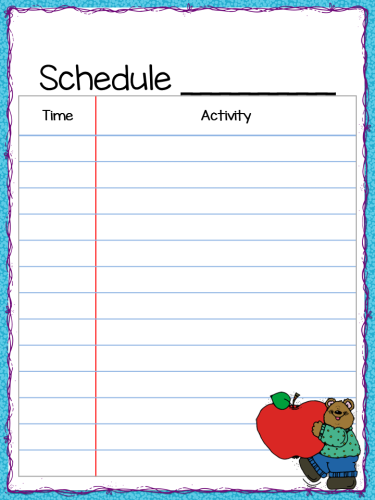 Printable School Daily Schedule Template Example | Templateral