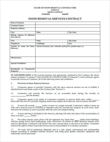 √ Printable Snow Removal Estimate Template