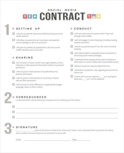 Printable Social Media Contract Template | Templateral