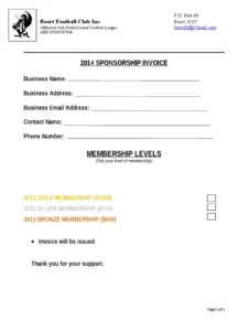 Printable Sponsorship Receipt Template | Templateral