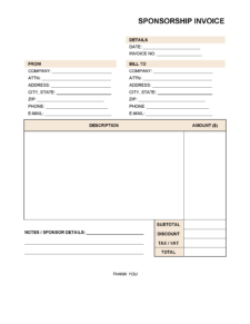 √ Printable Sponsorship Receipt Template